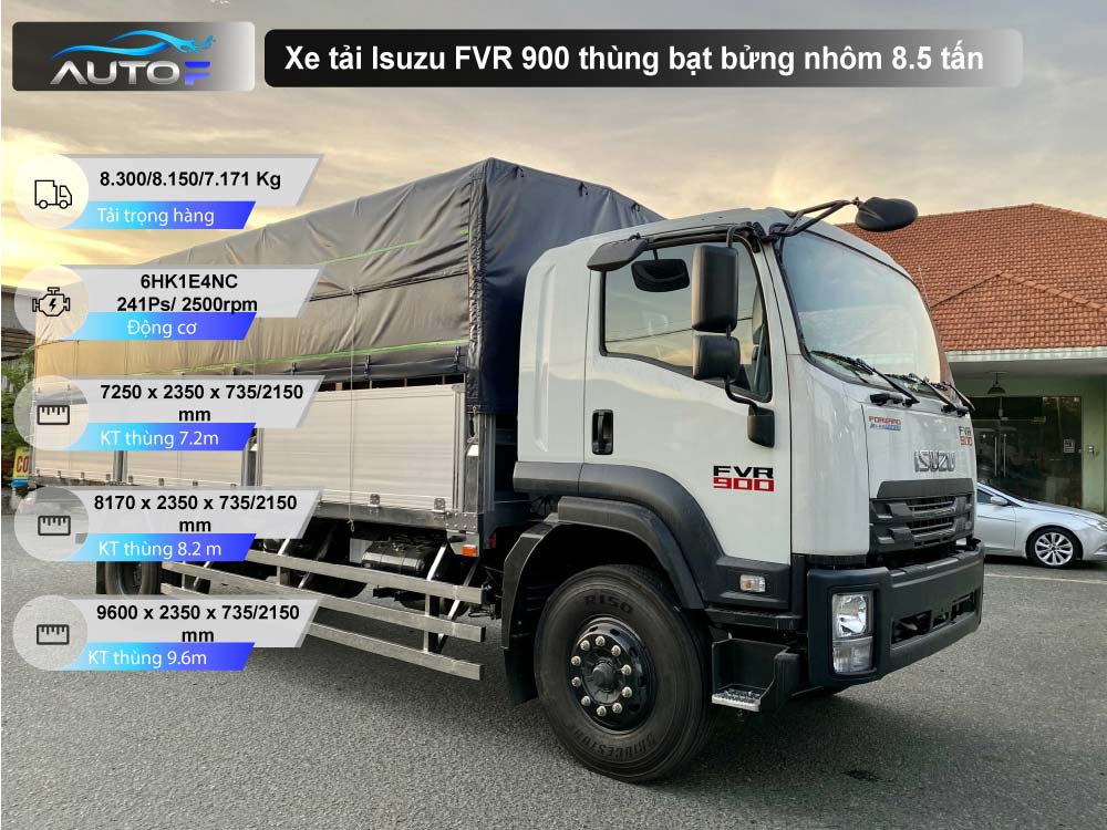 Isuzu FVR 900 (8 tấn; dài: 7.2m, 8.3m, 9.6m): Thông số, giá bán (03/2024)