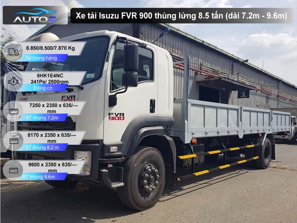 Isuzu FVR 900 (8 tấn; dài: 7.2m, 8.3m, 9.6m): Thông số, giá bán (03/2024)