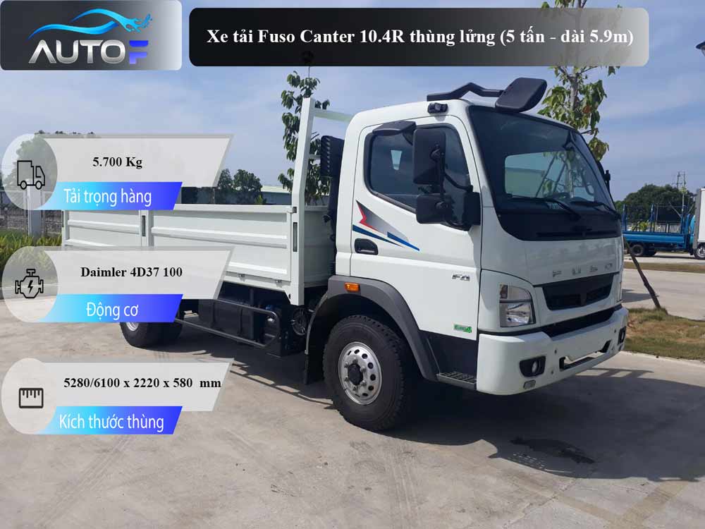 So sánh Fuso Canter 10.4R thùng lửng (5 tấn - dài 5.9m) và Fuso FA 140L ...